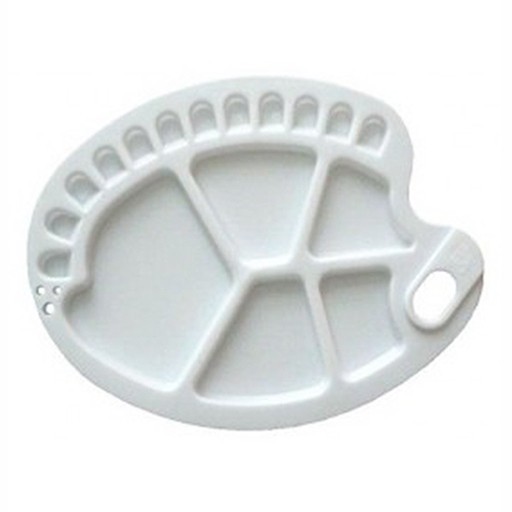 PALETA PLÁSTICO OVALADA CON POCILLOS Y ESPACIOS GRANDES PARA MEZCLAS