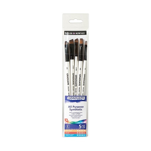 DALER ROWNEY GRADUATE SET 5 PINCELES PLANOS SOMBREAR SINTÉTICOS MANGO CORTO