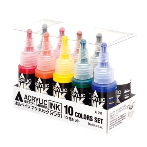 HOLBEIN ACRYLIC INK SET OF 10 X 30 ML COLOURS