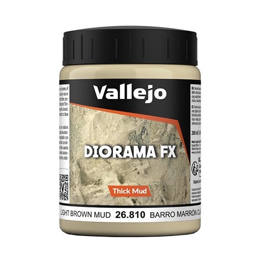 VALLEJO DIORAMA EFFECTS LIGHT BROWN THICK MUD FOR MODELS & MINIATURES 26810