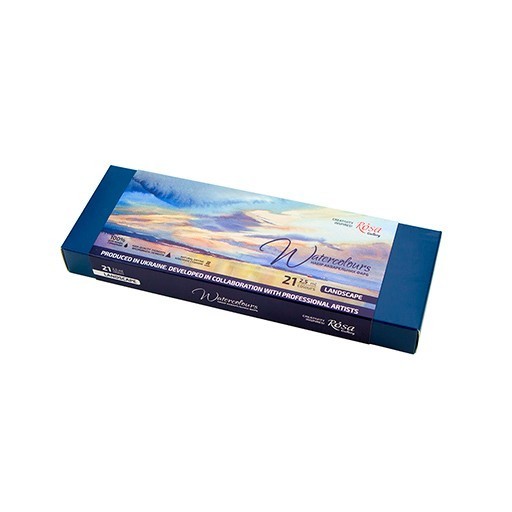 ROSA GALLERY WATERCOLOUR METAL BOX LANDSCAPE SET OF 21 PANS