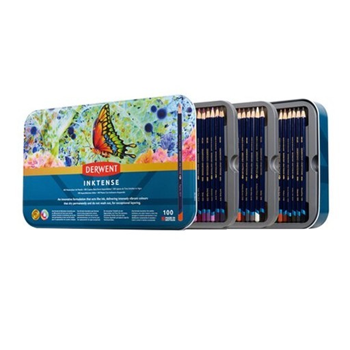 DERWENT INKTENSE METAL TIN 100 COLOURED PENCILS