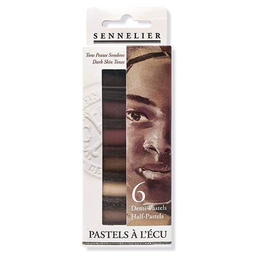SENNELIER PASTELS A L´ECU DARK SKIN TONES SET OF 6 HALF PASTELS