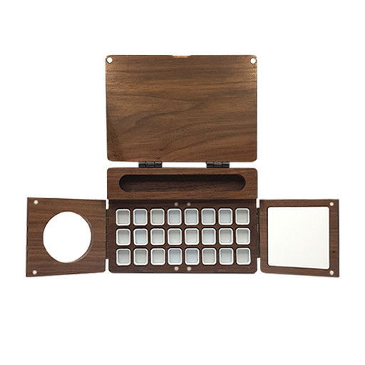 RAW ART MATERIALS WOODEN WATERCOLOUR BOX SET OF 24 EMPTY HALF PANS ...