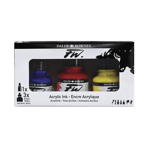 DALER ROWNEY FW ACRYLIC INK SET OF 3 PRIMARY COLOURS