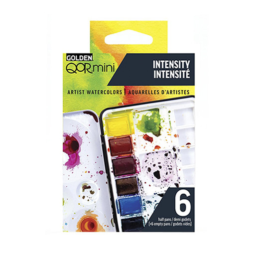 GOLDEN QOR MINI INTENSITY - SET ACUARELA INTENSA 6 MEDIOS GODETS