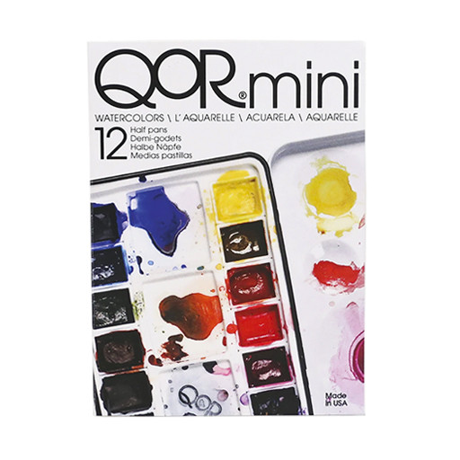 GOLDEN QOR MINI WATERCOLOUR SET OF 12 HALF PANS