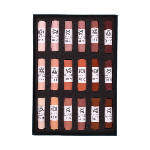UNISON SOFT PASTELS SET RED EARTH - BOÎTE EN CARTON DE 18 PASTELS DOUX